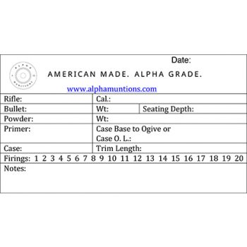Alpha Munitions Reloading Card (download) | Alpha Munitions